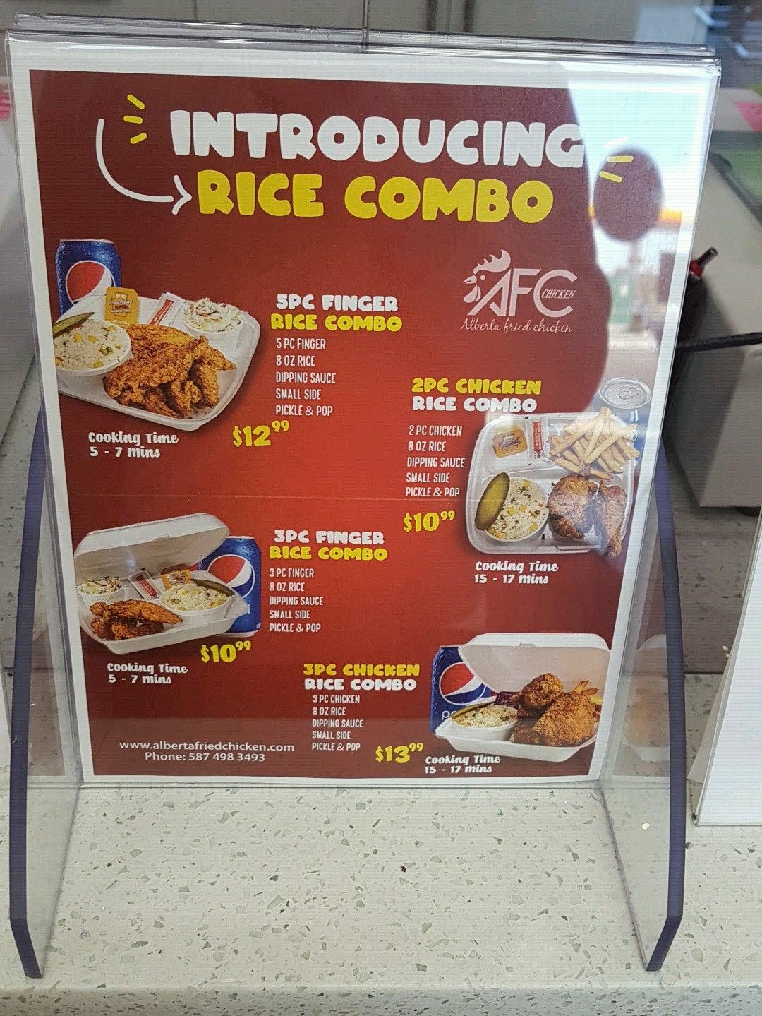 Menu at Afc Chicken fast food, Edmonton, 17 St NW