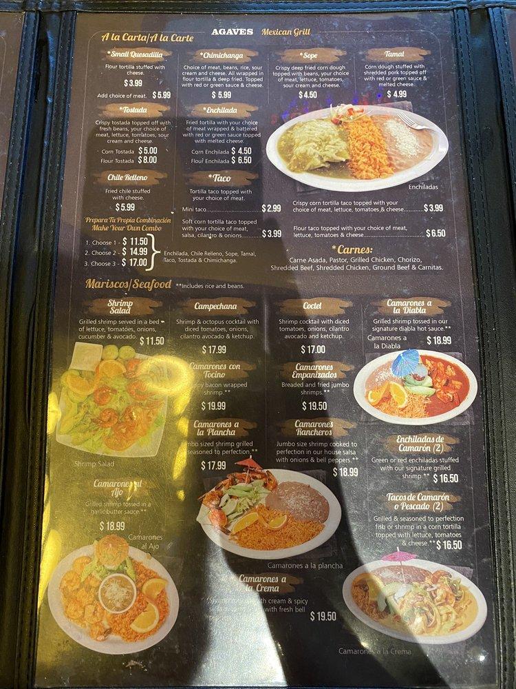 Menu at Agaves Mexican Grill restaurant, Merced