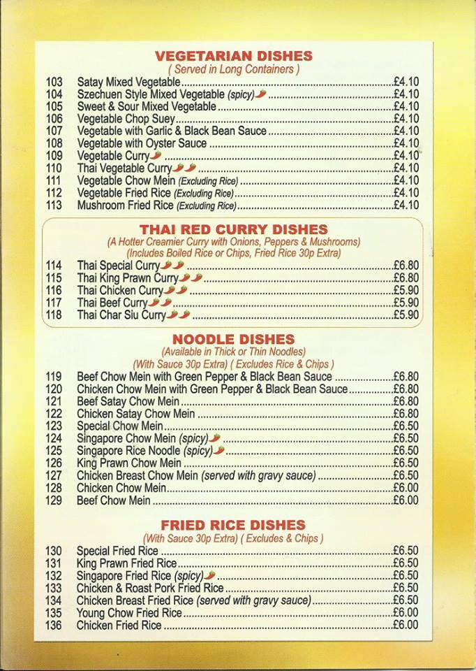 Menu at Alice Chinese Takeaway fast food, Paisley
