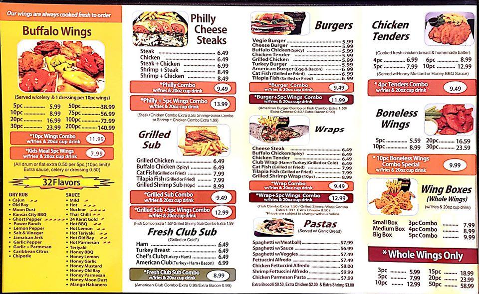 Menu at America’s Best Wings restaurant, Newport News