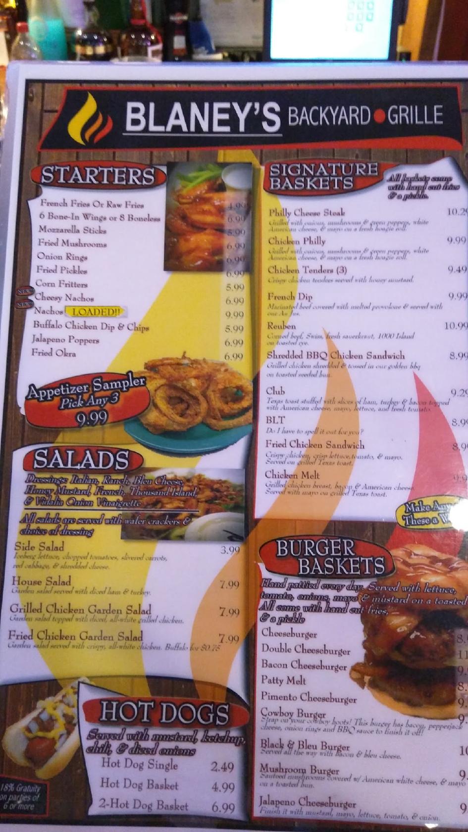 Menu at Blaney's Wings & Grill pub & bar, Elgin