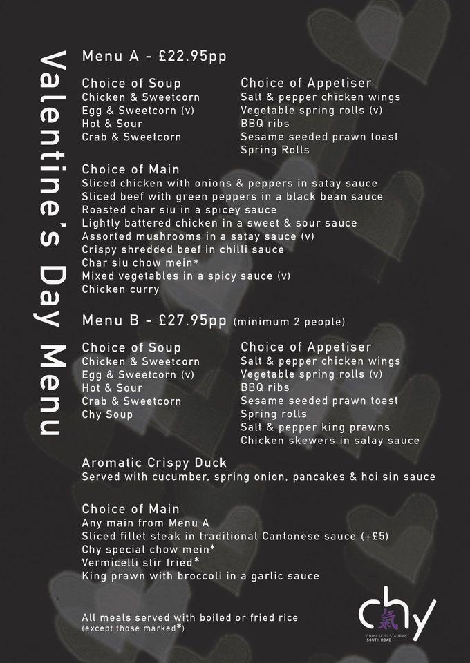 Menu at Chy South Road restaurant, Waterloo