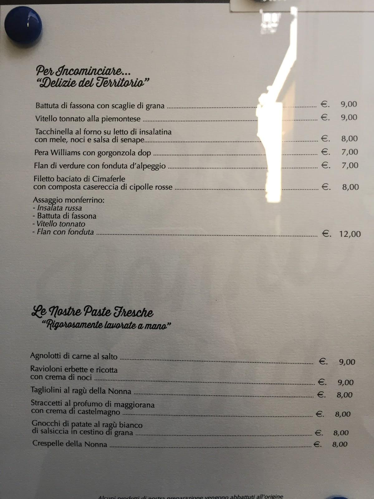 Menu at Da nonna Gina restaurant, Acqui Terme