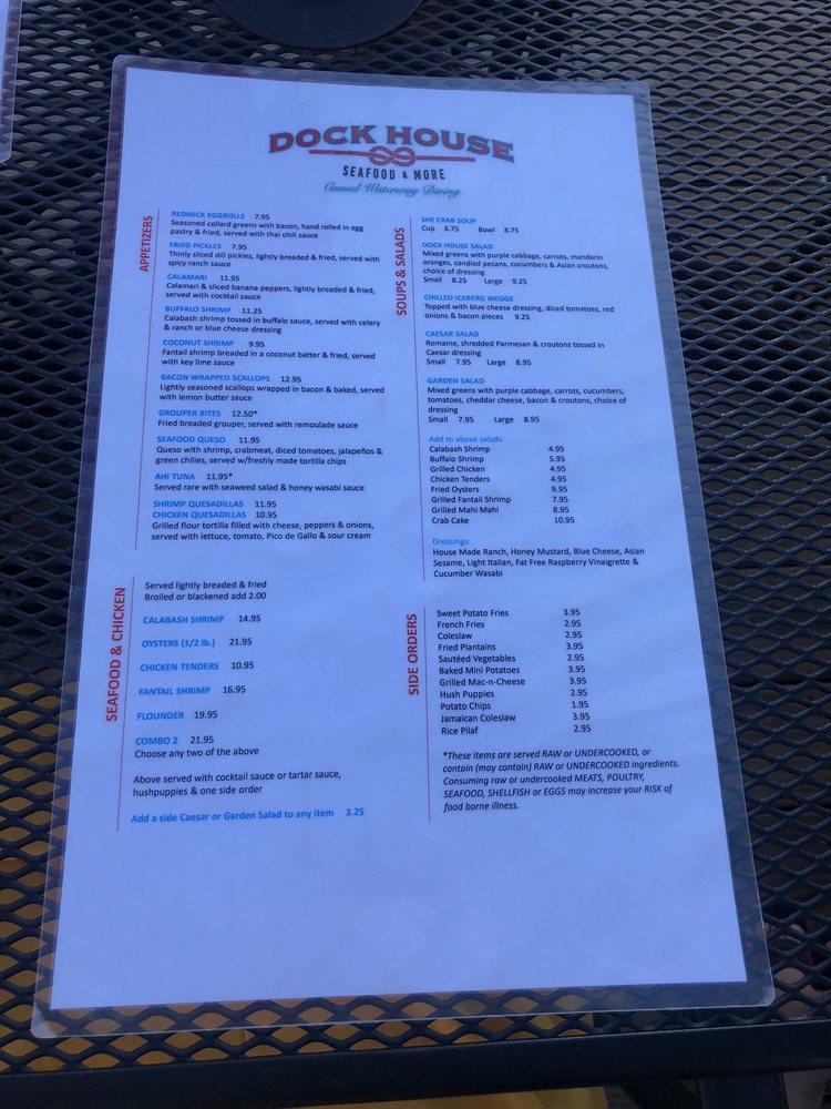 Menu at Dock House Seafood & More restaurant, Holden Beach