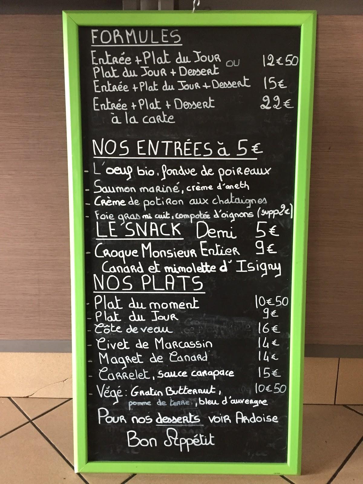 Menu at Le Pavillon Caen restaurant, Caen