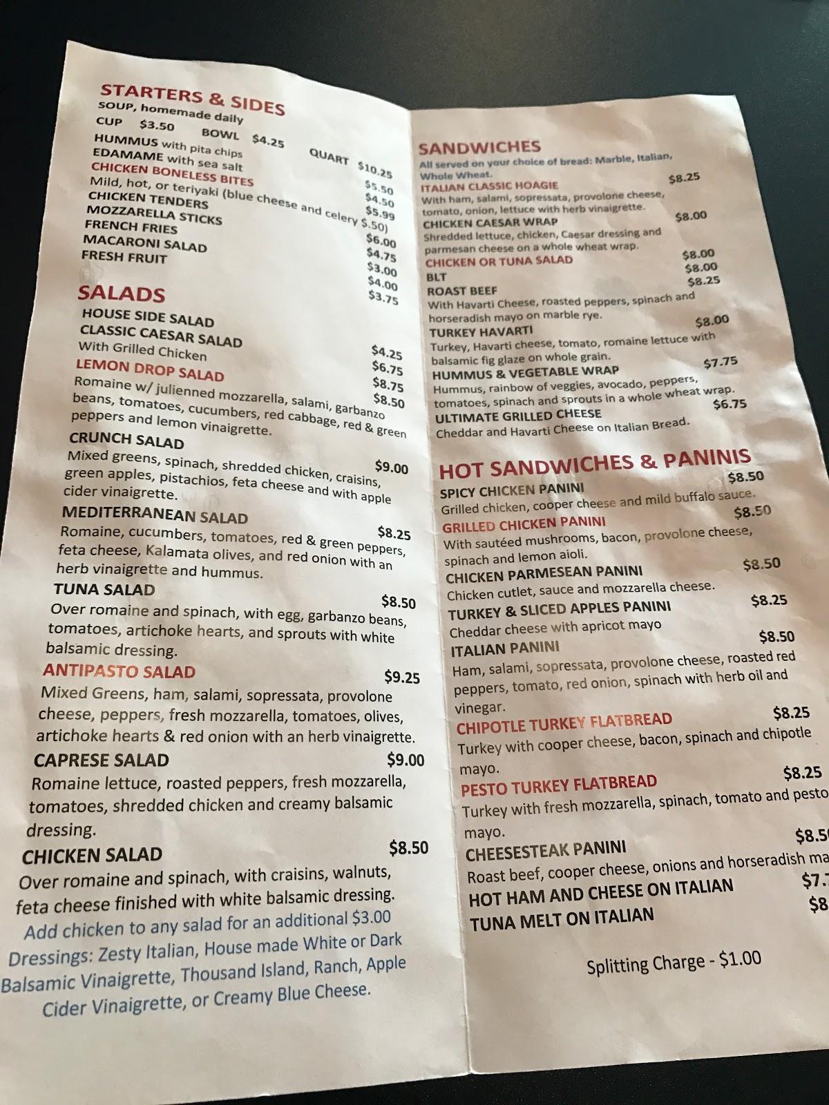 Menu at Lemon Drop Cafe, Swoyersville