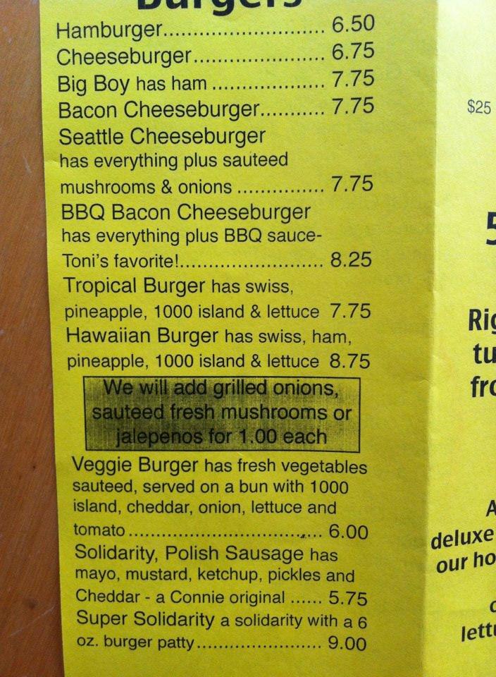 Carta de comida rápida Burger Queen, Ketchikan