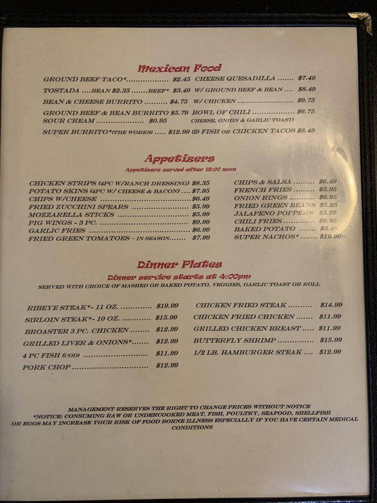 Menu at Silver Dollar Chuck Wagon pub & bar, Topock