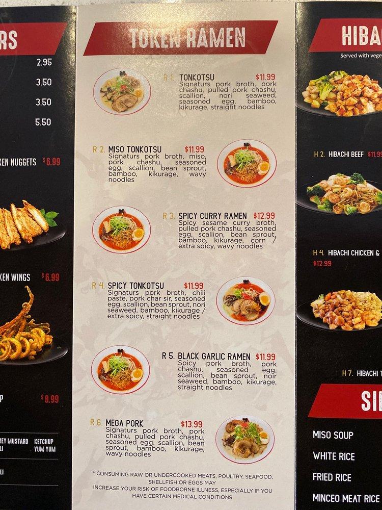 Menu at Token Ramen & Kung Fu Tea restaurant, Riverview