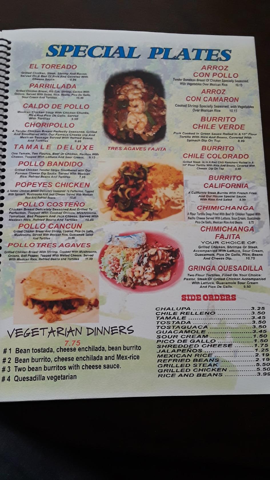 Menu at Tres Agaves Mexican Restaurant, Wardsville