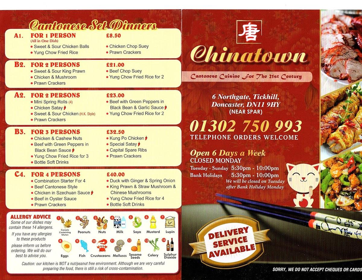 Menu at ChinaTown Takeaway fast food, Doncaster