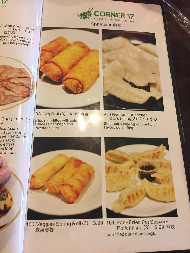 Menu at Corner 17 restaurant, University City