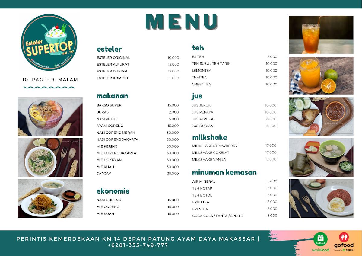 Menu at Es Teler SUPERTOP restaurant, Makassar