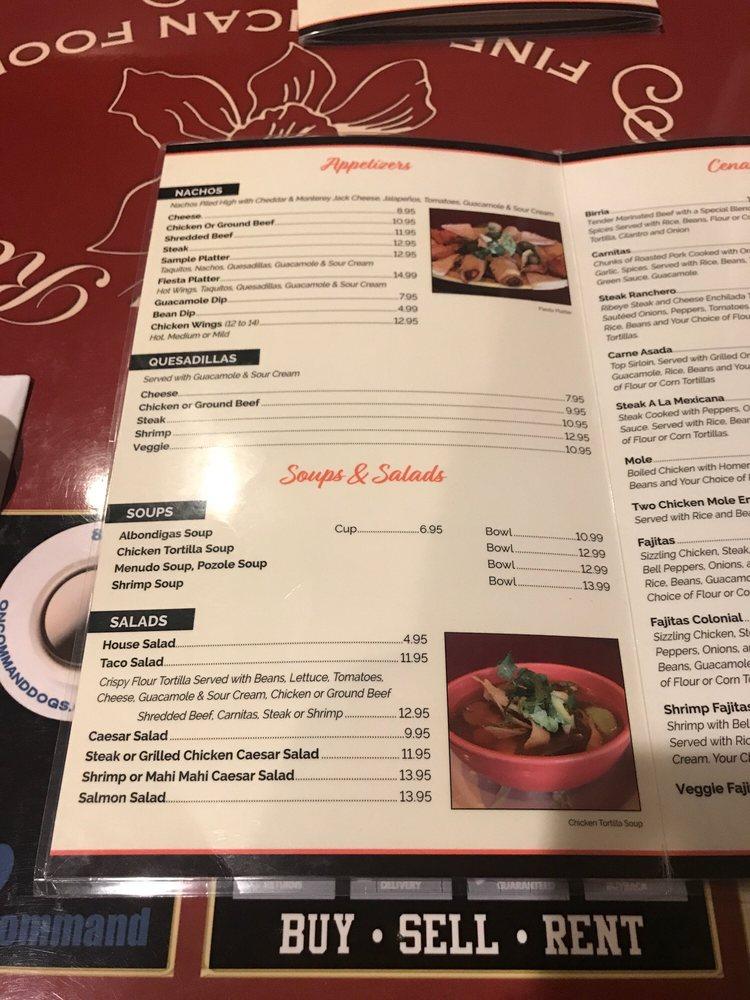 Menu at La Posada Real restaurant, Reno