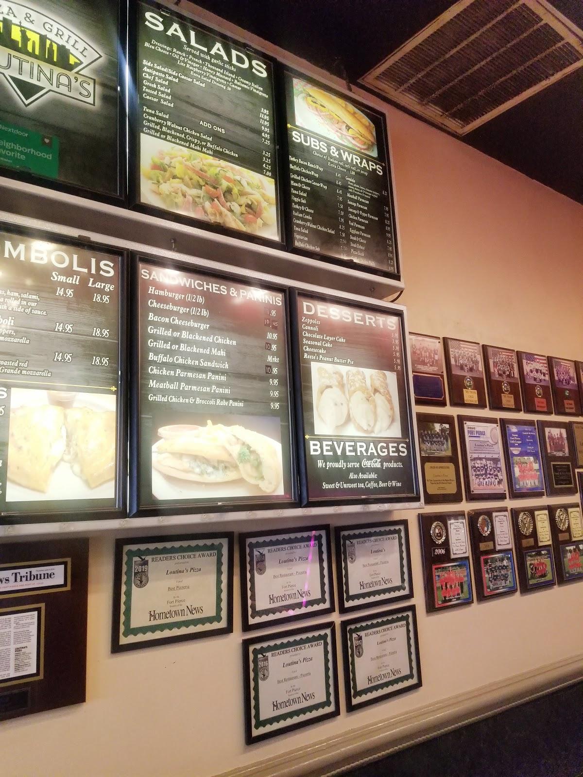 Menu at Loutina's Pizza pizzeria, Lakewood Park