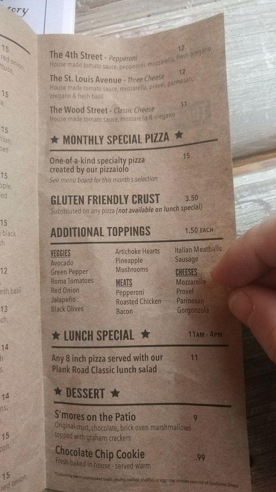 Menu at Plank Road Pizza pizzeria, Cottleville, State Rte N