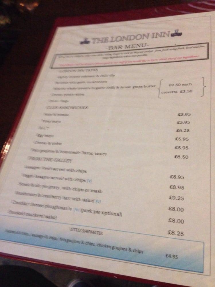 Menu at The London Inn pub & bar, Padstow