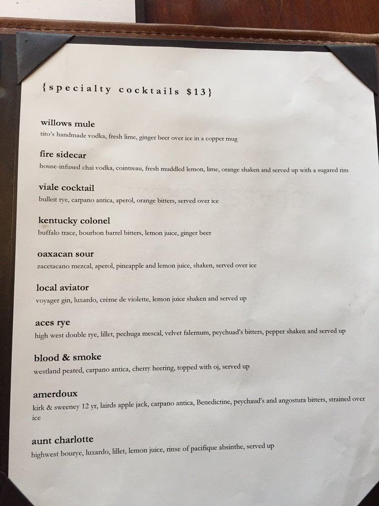 Menu at Barking Frog, Woodinville