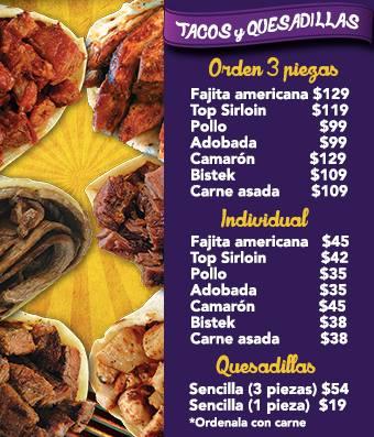 Carta del restaurante El Taco Tote Torreón, Torreón