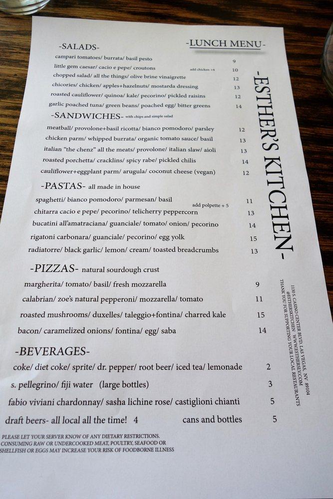 Menu at Esther's Kitchen pub & bar, Las Vegas