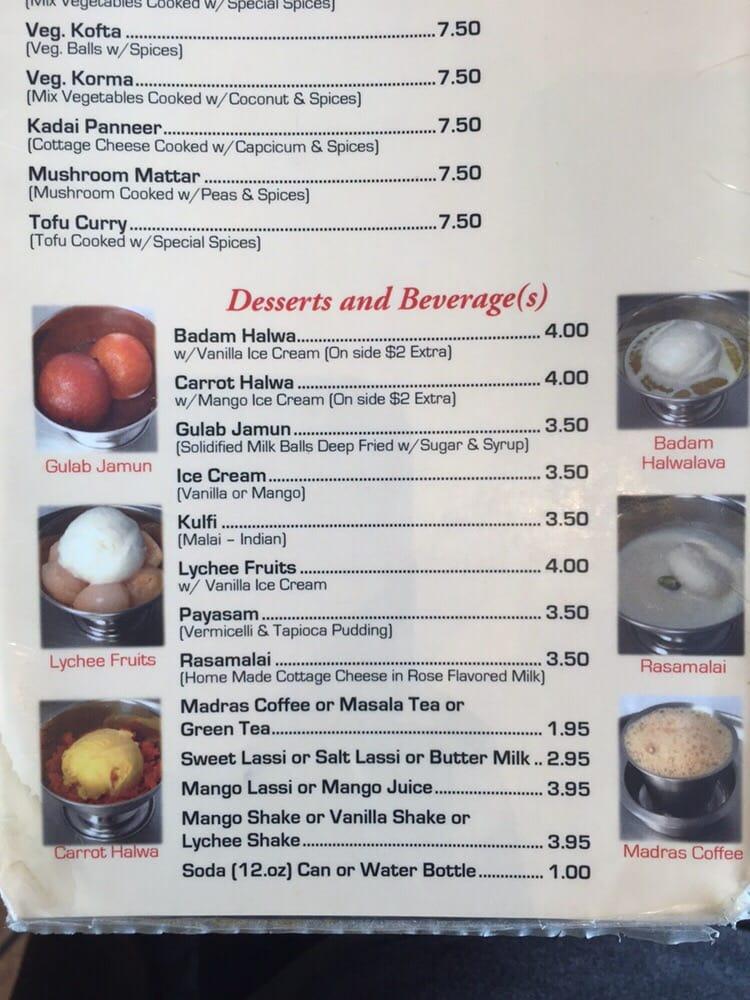 Menu at House of Dosas restaurant, Hicksville