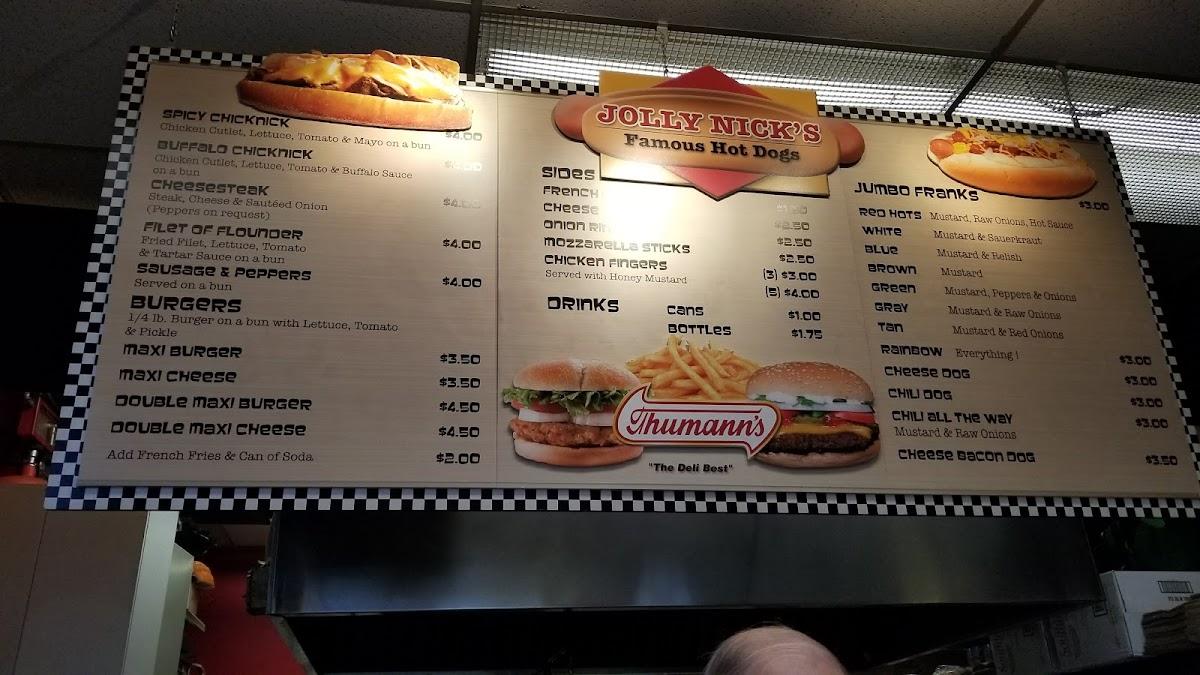 Menu at Jolly Nick's restaurant, Dumont