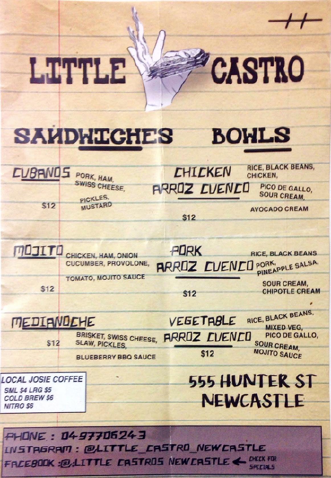 Menu at Little Castro Caribbean Take Away cafe, Newcastle West