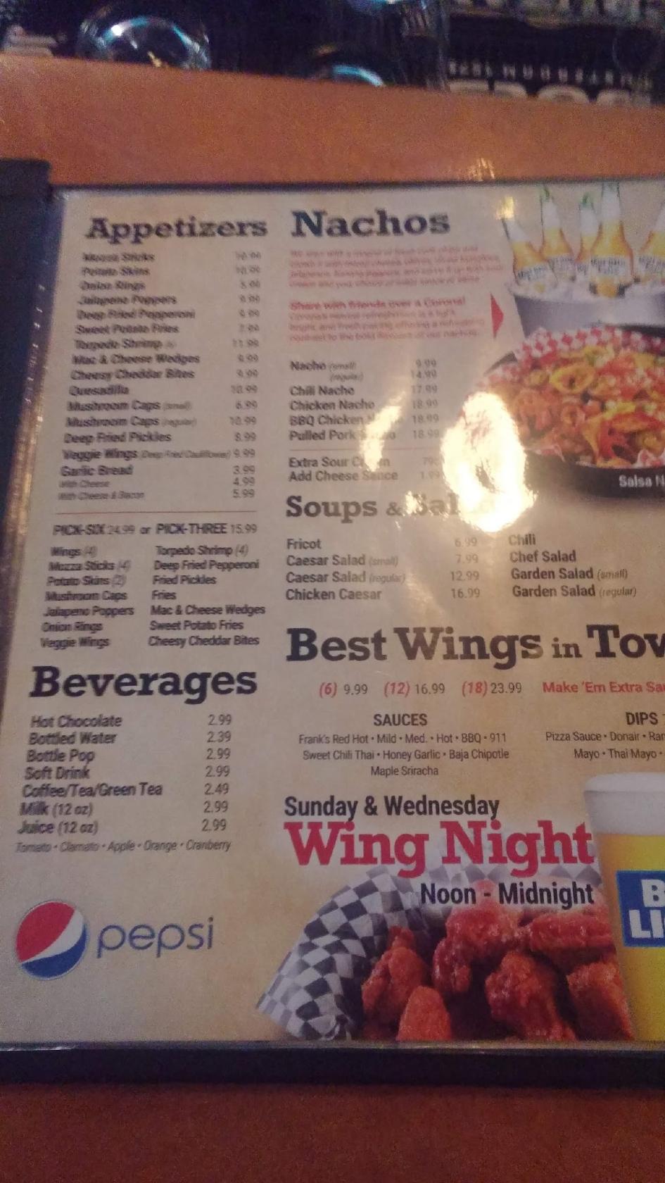 Menu at SPORTS ROCK MONCTON pub & bar, Moncton