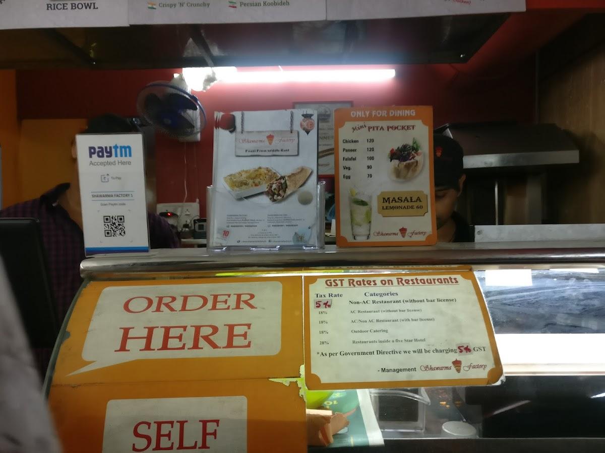Menu at Shawarma factory, Mumbai, A10