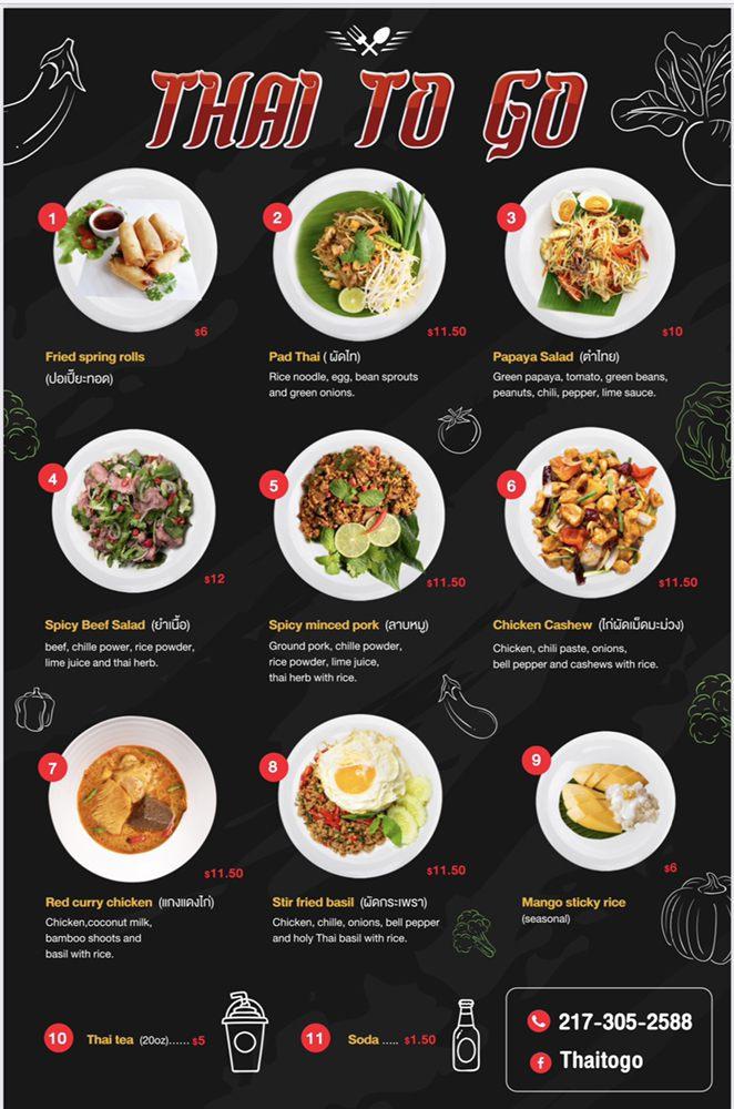 Menu at Thai To Go, Perdido Key, Gulf Beach Hwy