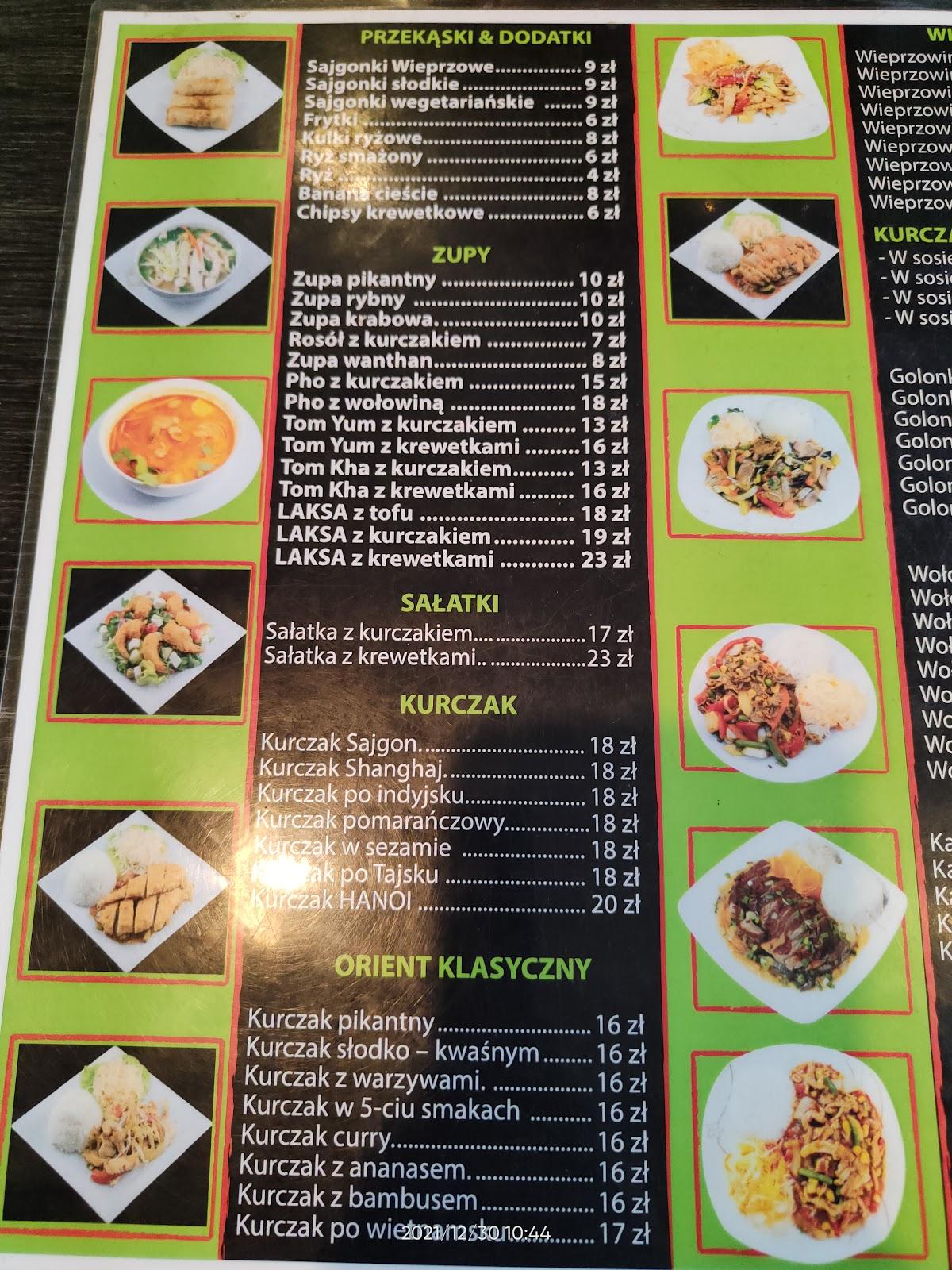 Carta del restaurante Zakątek Azji, Varsovia