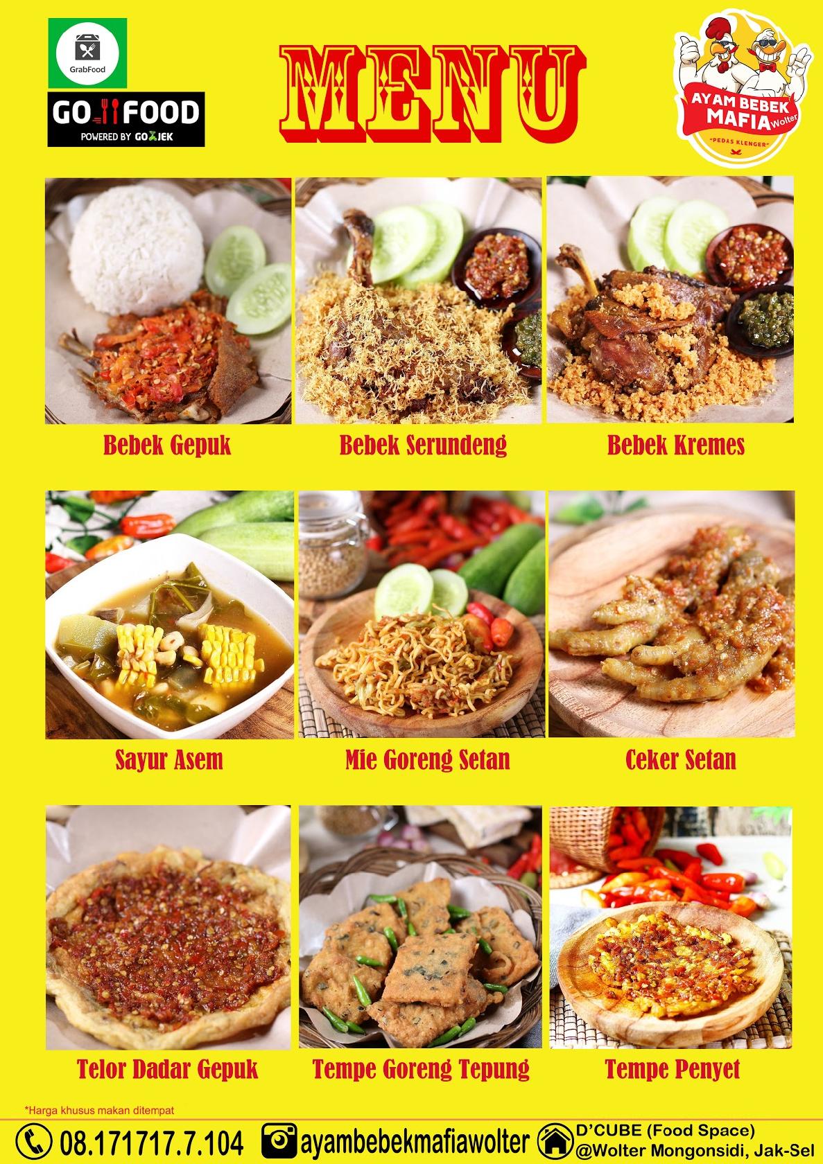 Carta del restaurante Ayam Bebek Mafia Larangan, Tangerang