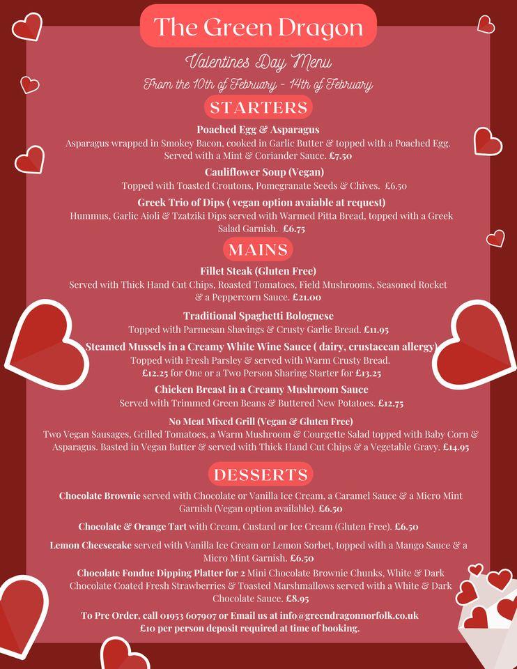 Menu at Green Dragon pub & bar, Wymondham