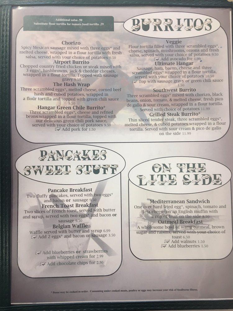 Menu at Hangar Café cafe, Chandler