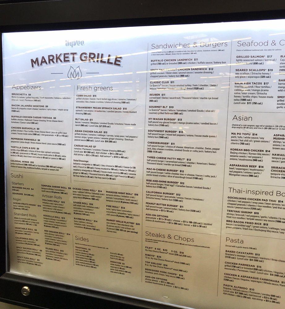Menu at Hy-Vee Market Grille Express pub & bar, Blue Springs
