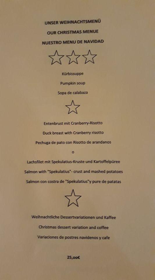 Menu at La Rústica restaurant, Vinaròs