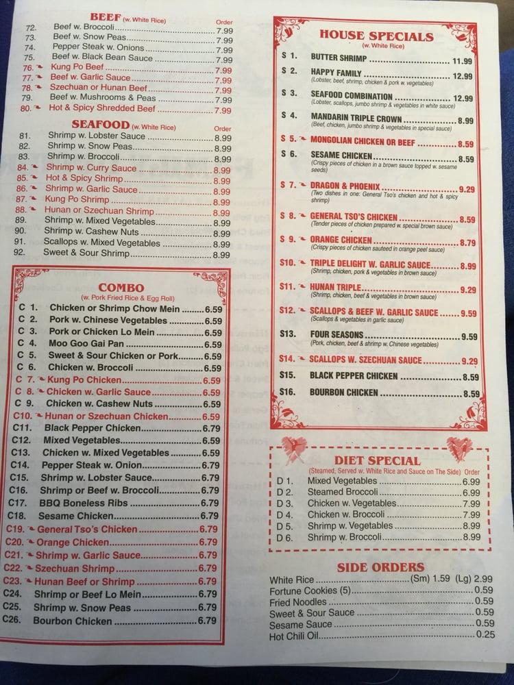 Menu at Ming Moon restaurant, Falmouth