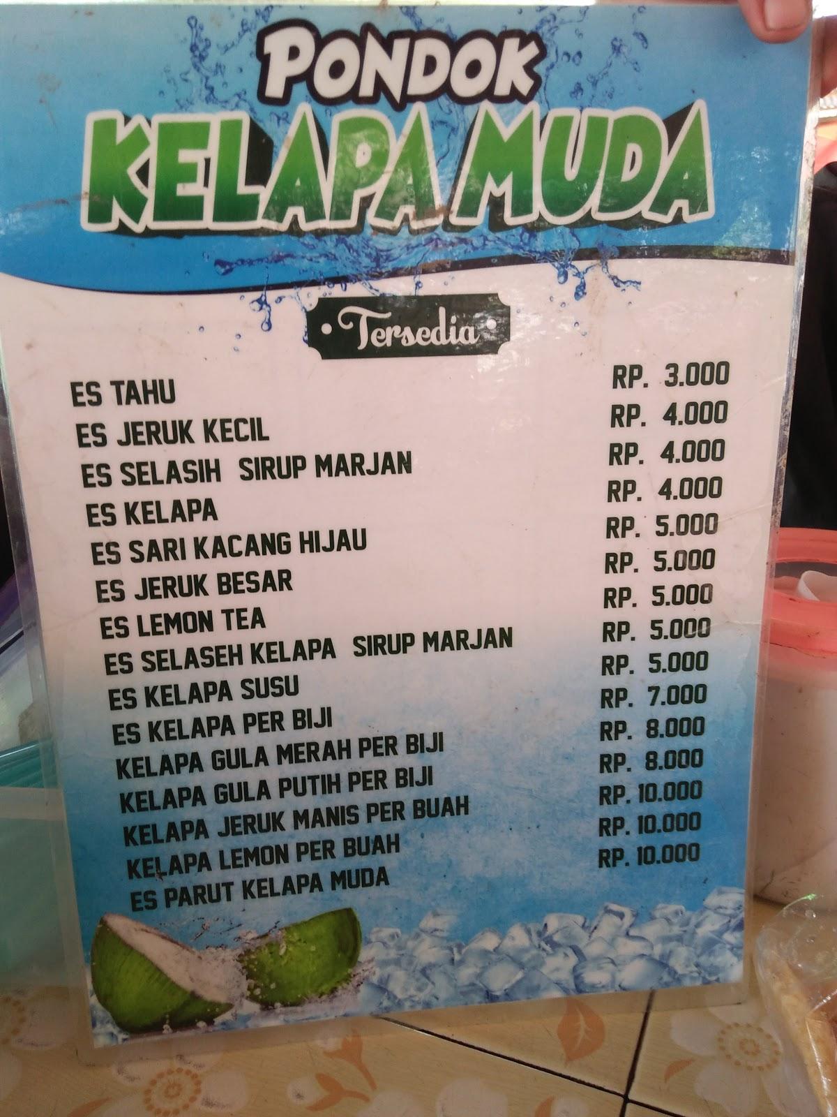 Menu at Pondok KELAPA MUDA cafe, Pontianak