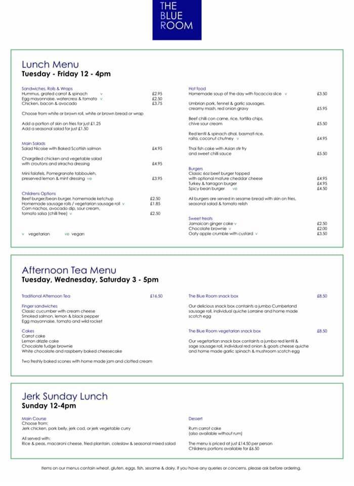 Menu at The Blue Room restaurant, London, Manwood Rd