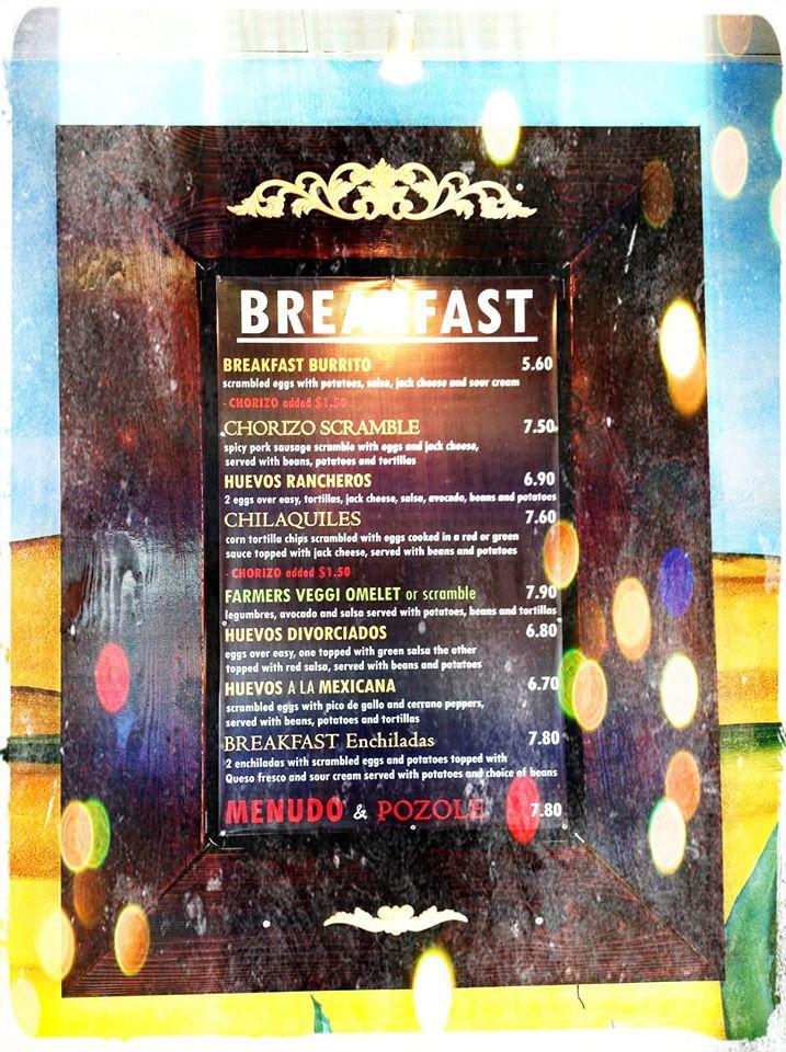 Menu at Taquería Doña María restaurant, El Sobrante