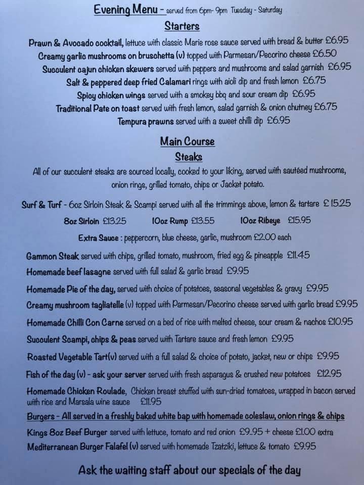 Menu at Kings Head pub & bar, Staplehurst, High St
