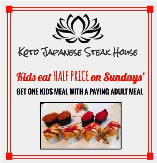 Menu at Koto Japanese Steak House restaurant, Plattsburgh