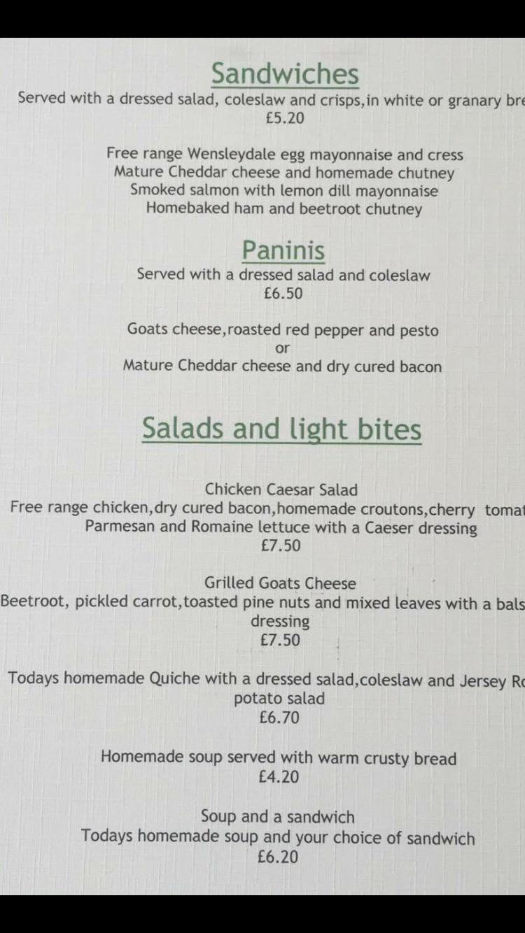 Menu at Middlemoor Farm Cafe, Richmond, Middlemoor Farm