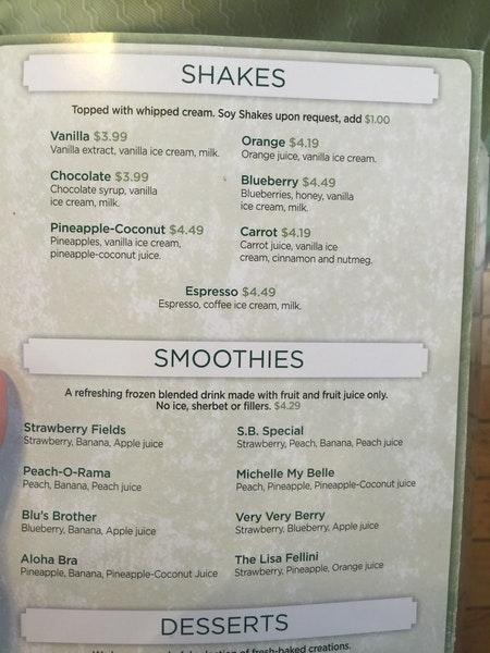 Menu at Natural Cafe, Santa Barbara, 361 Hitchcock Way
