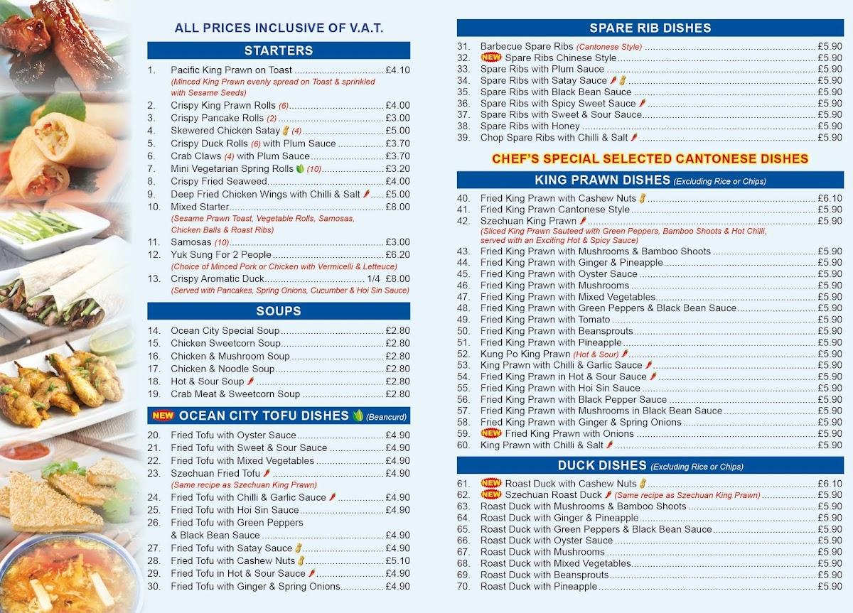Menu at Ocean City fast food, Rugby