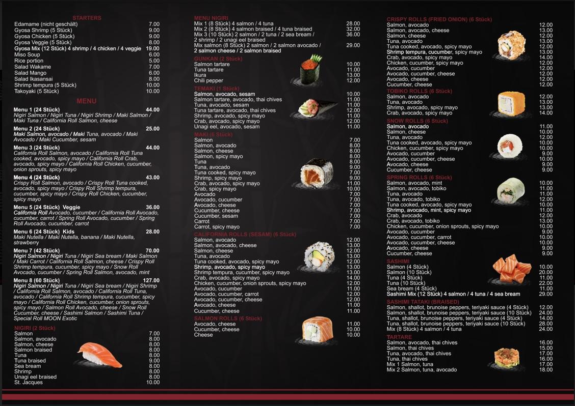 Speisekarte von Sushi & poke MOON, Biberist