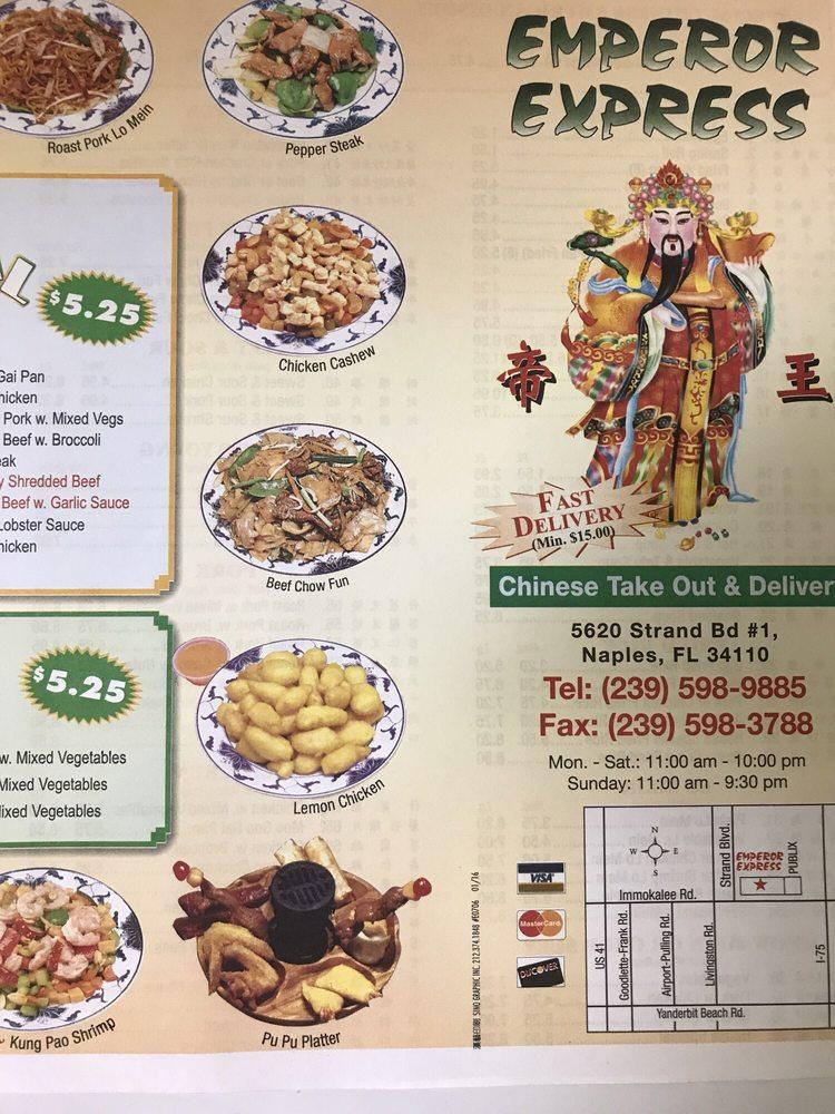 Menu at Emperor Express restaurant, North Naples