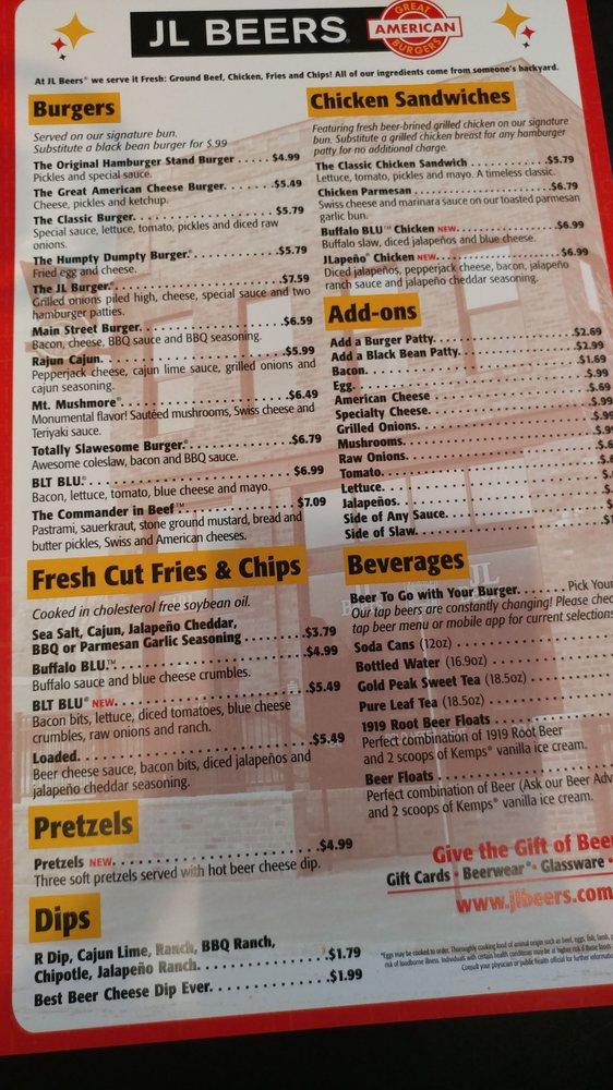 Menu at JL Beers pub & bar, Watford City