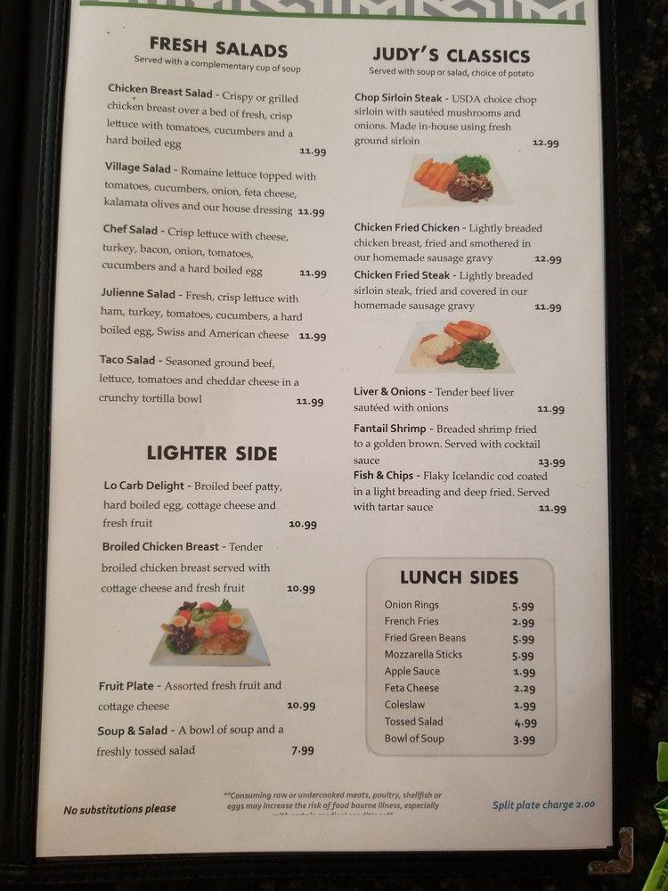 Menu at Judy's Restaurant, Bradenton