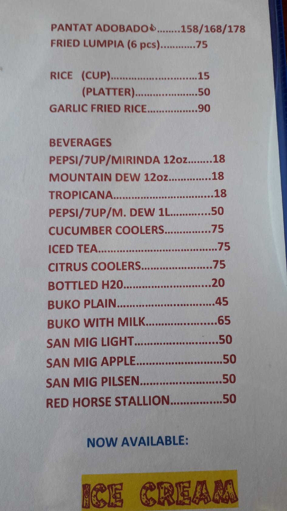 Menu at Payag by Pepron Seafood and Restaurant, Iloilo City, Costa del ...